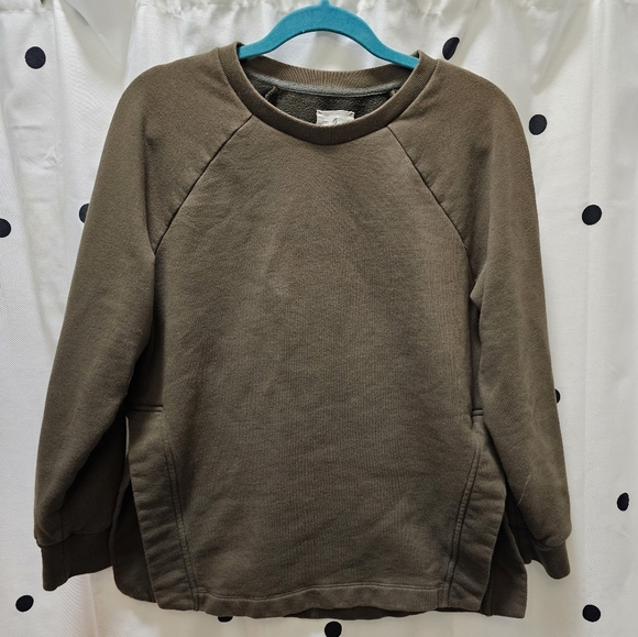 Lou & Grey | Tops | Lou Grey Olive Green Split Side Sweatshirt | Poshmark